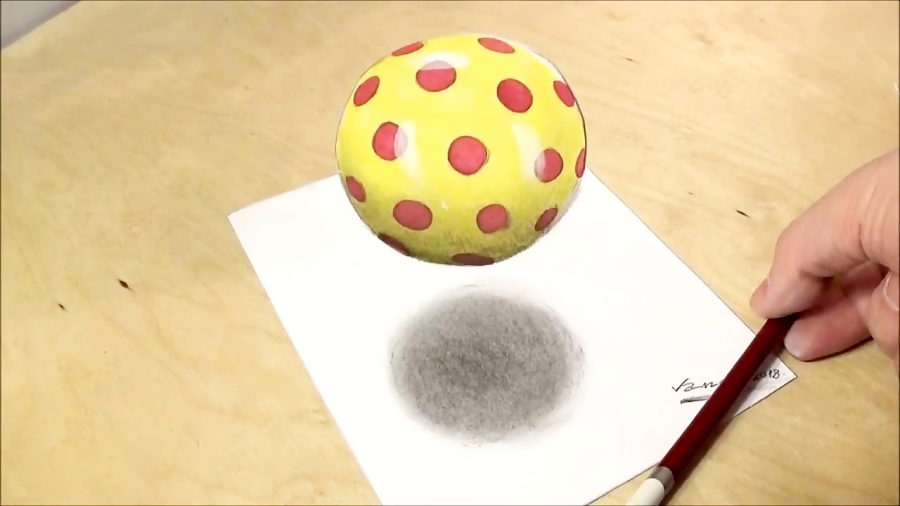 How to Draw Ball - Drawing a 3D Red Dotted Ball - Vamos