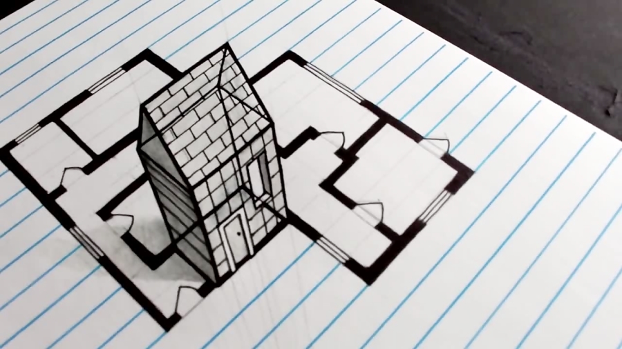 How to Draw a 3D House: Trick Art