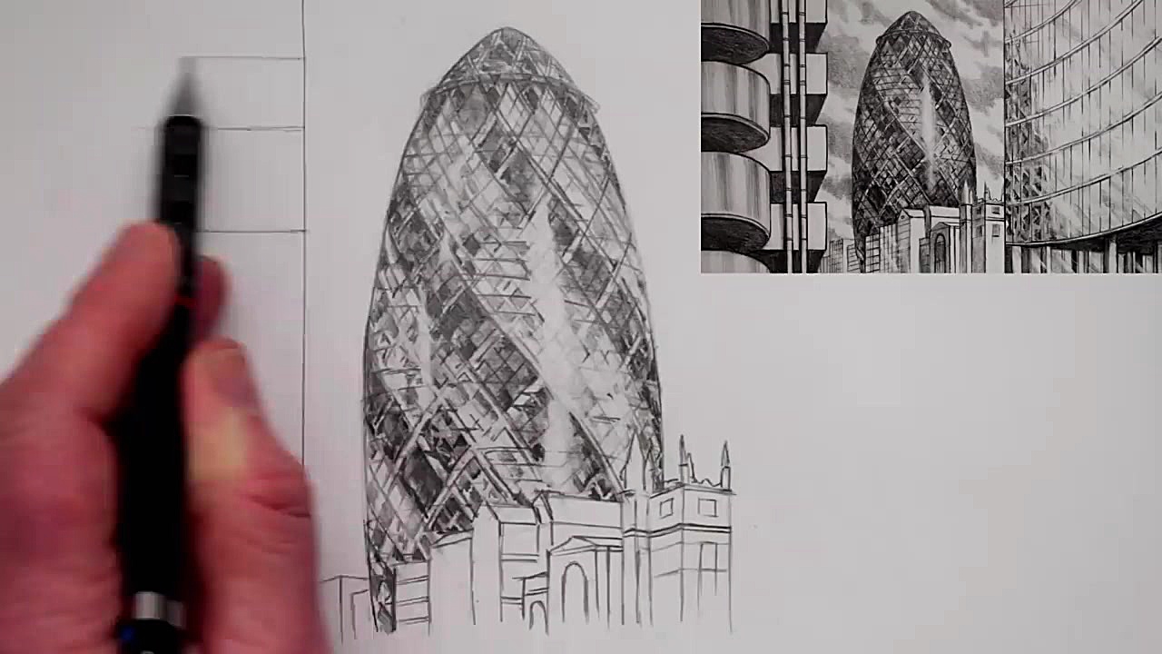 How to Draw the Gherkin Building: Narrated Step by Step