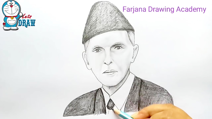 How to draw Quaid e Azam step by step