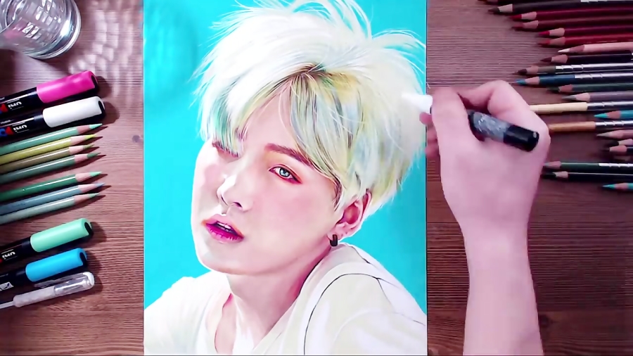 BTS : Suga - colored pencil drawing | drawholic