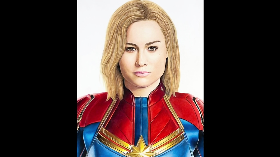 Drawing Captain Marvel (Brie Larson) - Timelapse | Artology