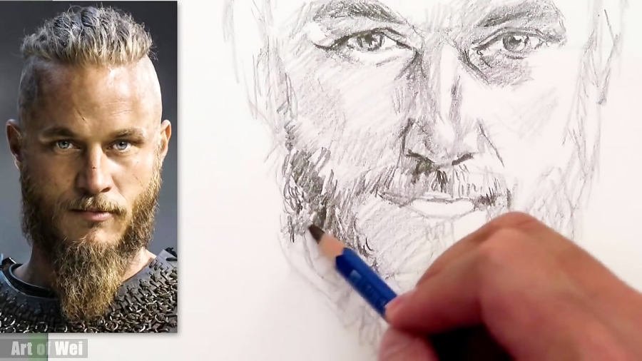 How to Draw Ragnar from Vikings - Travis Fimmel