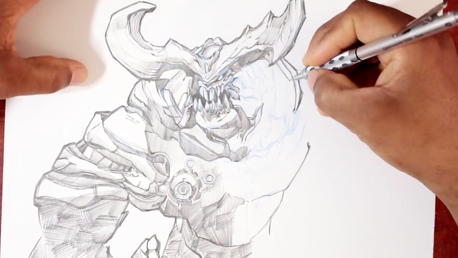 Drawing Cyberdemon from Doom