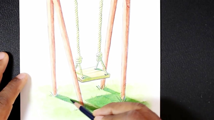 How to Draw a 3D Swing for Kids - 3D Trick Drawing