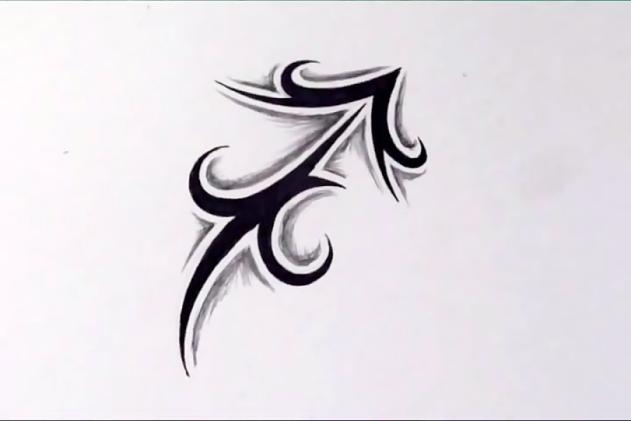 Sagittarius Tattoos - How To Draw a Simple Tribal Star Sign