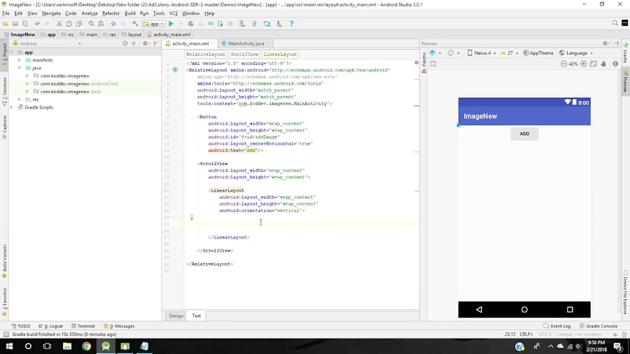 How to Add new ImageView by clicking Button