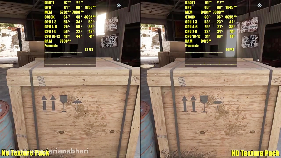 مقایسه گرافیک HD Texture Pack Vs No Texture Pack