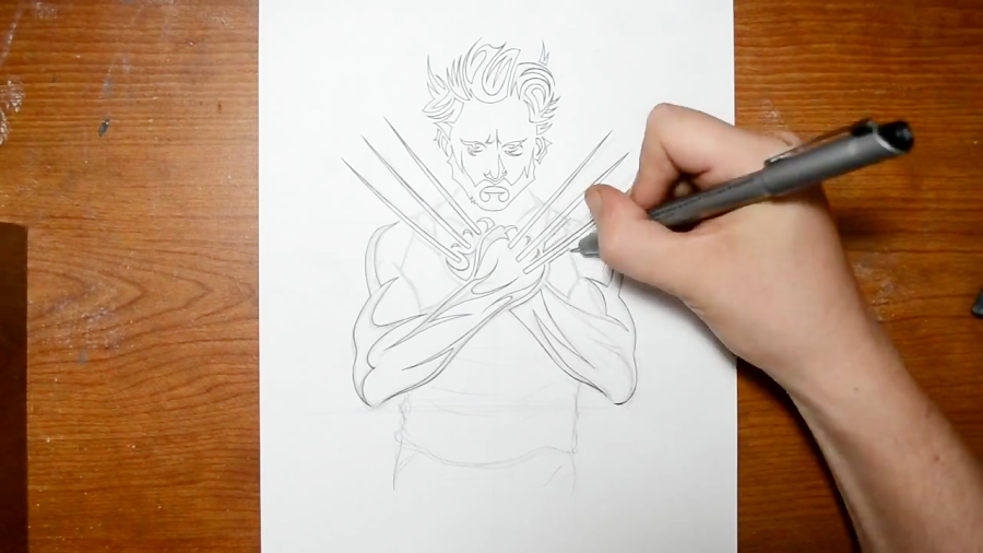 Drawing Wolverine in a Tribal Tattoo Design Style
