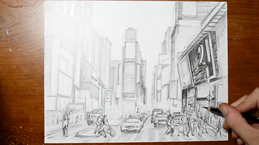 Watch me Draw Times Square, New York - Quick Sketch