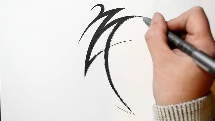 Initial A and Scorpio Symbol Combined Together - Tribal Tattoo Design