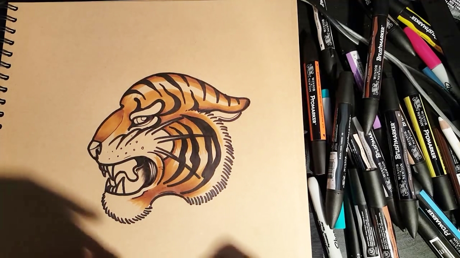 How to Draw a Tiger face side view by thebrokenpuppet