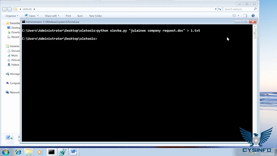 Demo 1 - Analysis of Malicious Macro Downloader