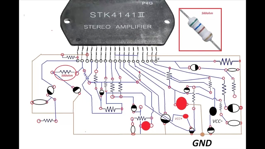 How to make an amplifier 200 Watts using STK4141 with diagram