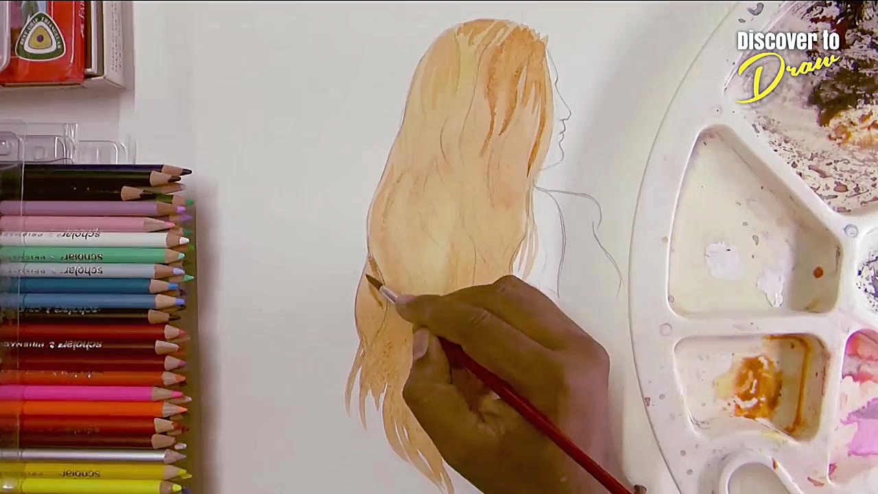Drawing soft wavy hair-how to draw hair and paint