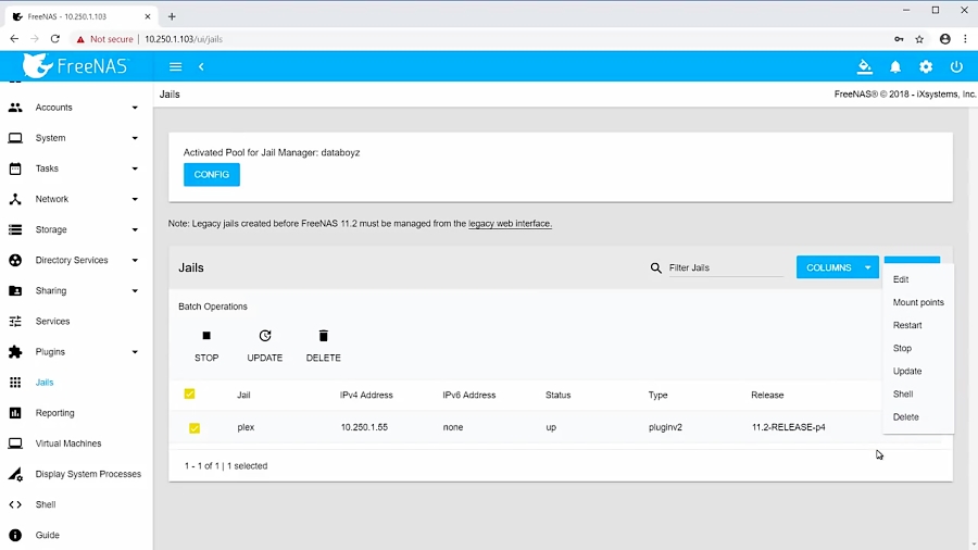 FreeNAS 11.2 - Plugins Overview