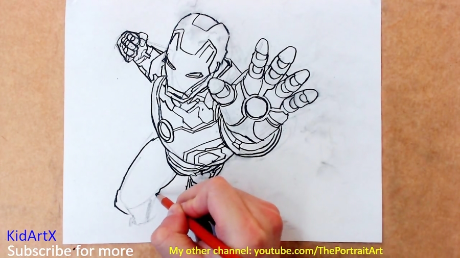 How to Draw Iron Man (line drawing) - Step by Step Tutorial
