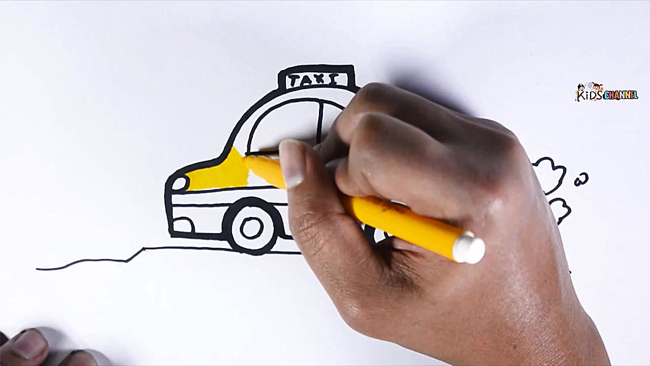 How To Draw Taxi Step by Step Color Learning for Kids Easy Drawing Kids ...