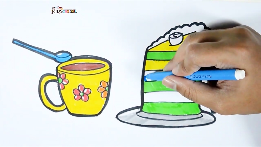 Afternoon Tea Set drawing and coloring for Kids | How to draw teapot