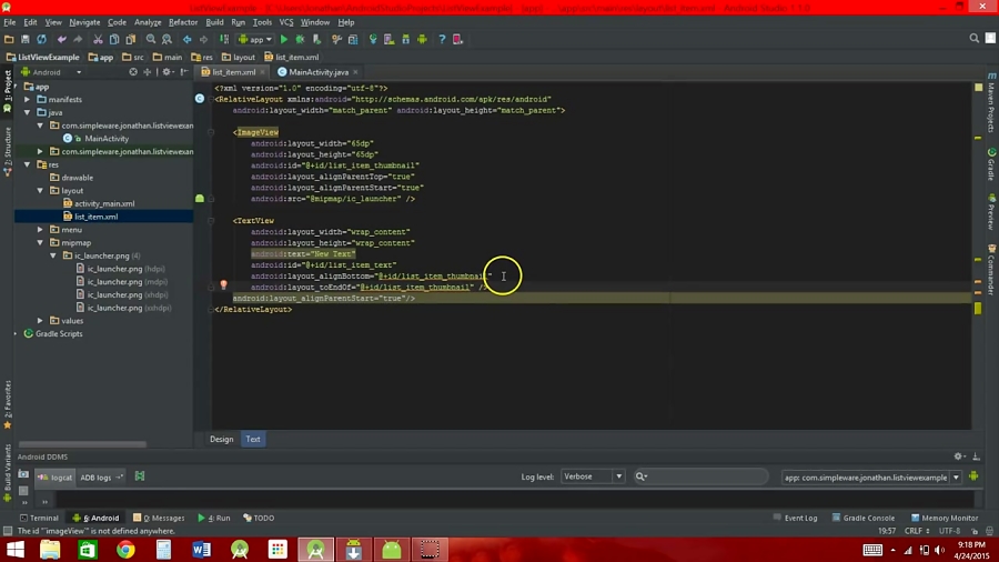 Android List view with clickable button