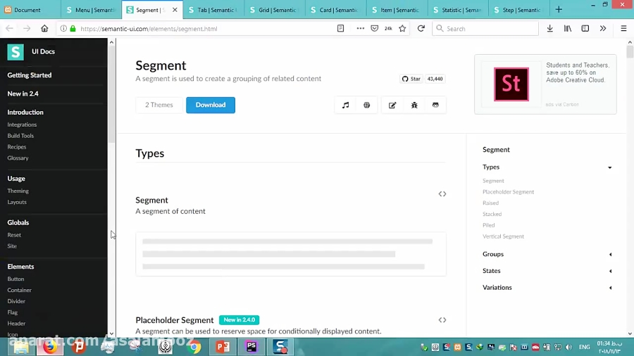 آموزش فریم ورک semantic UI قسمت نهم segments