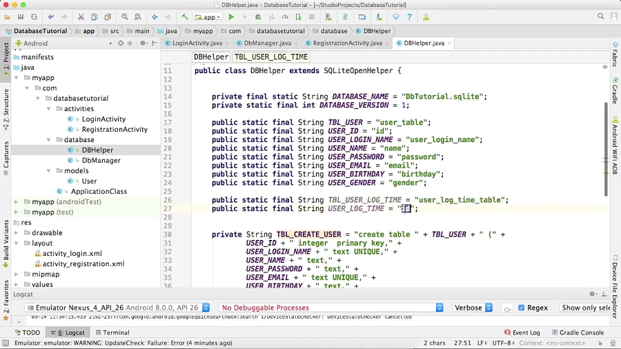 How to create multiple Tables in a database Sqlite Android Tutorial