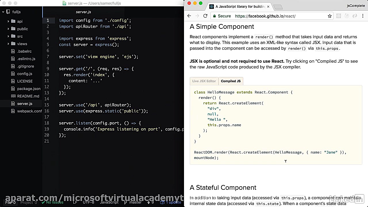 دانلود دوره ﻿JavaScript - واکنش عناصر و JSX