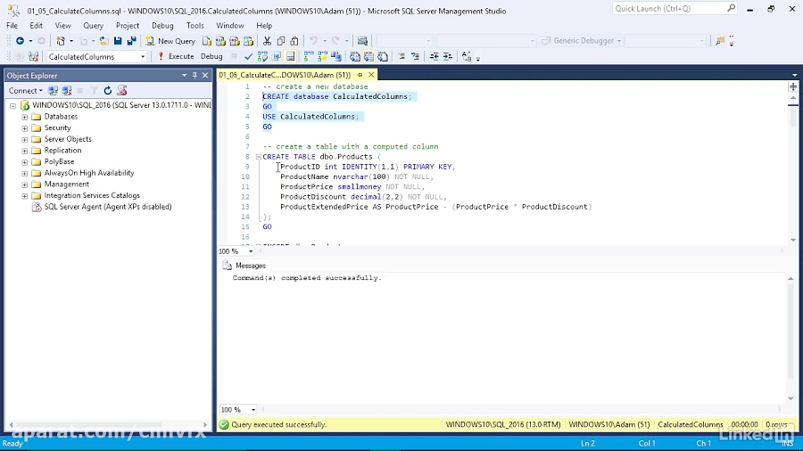 دانلود آموزش ﻿SQL Server - ستونهای جدول را محاسبه کنید...