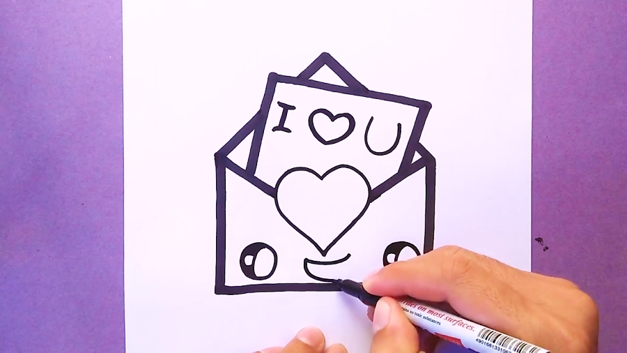 How to draw a cute Love Envelope Supper Easy, Draw for Valentine's Day