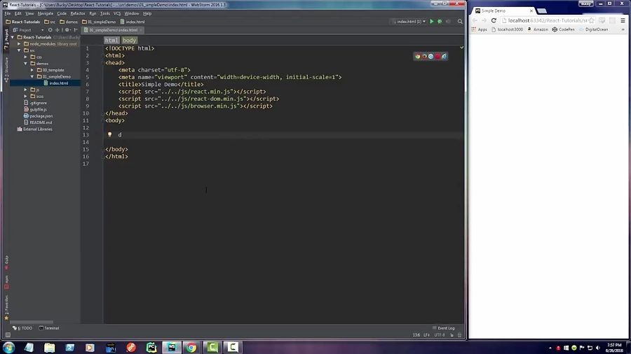 React JS Tutorials for Beginners - 2 - Simple Demo