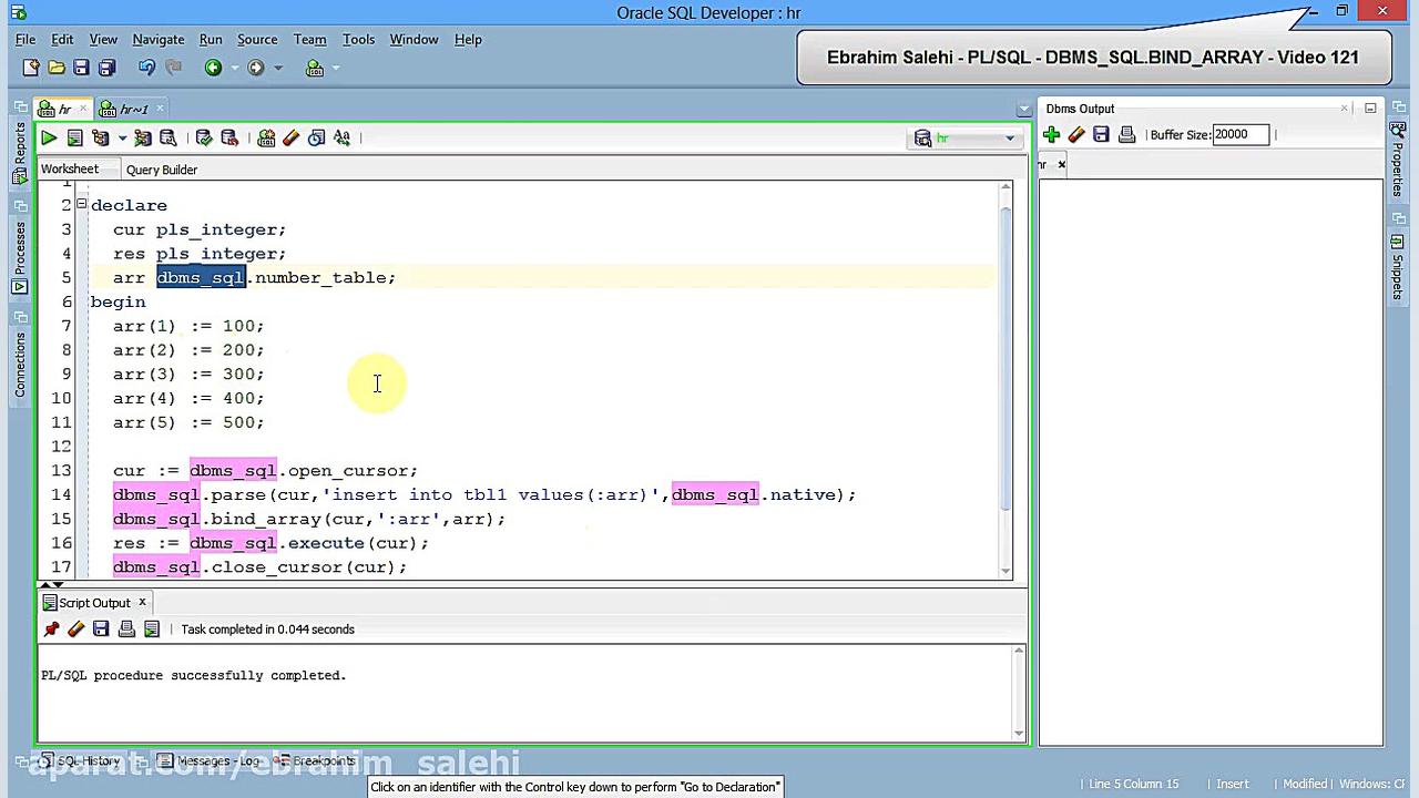 PLSQL_121- آشنایی با BIND_ARRAY در DBMS_SQL
