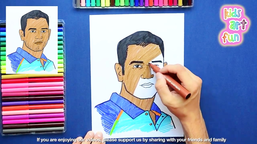 How to draw MS Dhoni
