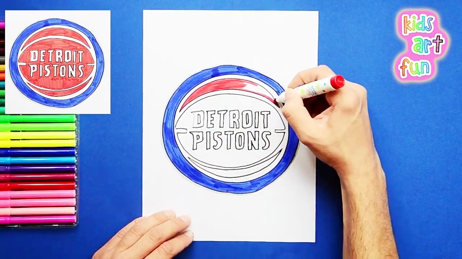 How to draw the Detroit Pistons Logo (NBA Team)