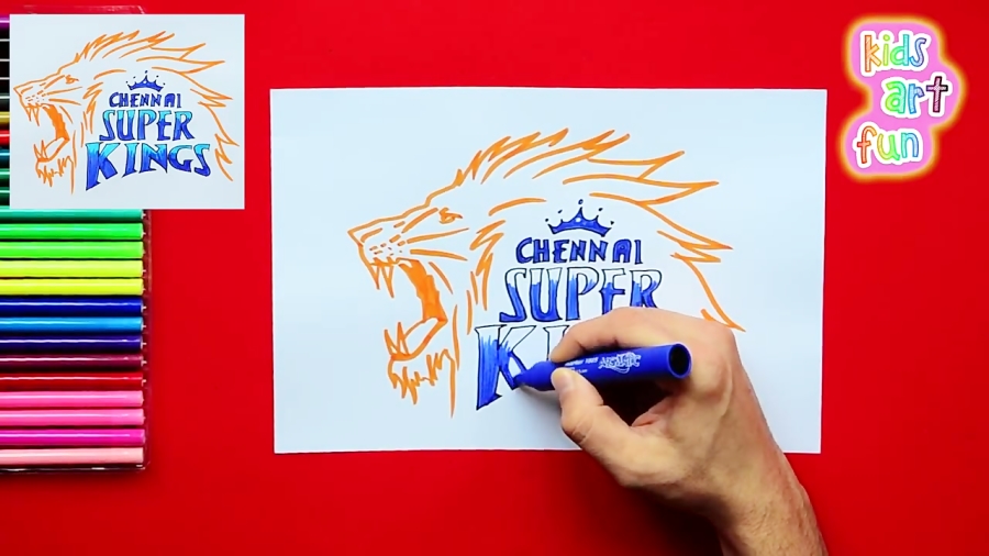 How to draw Chennai Super Kings (CSK) Logo
