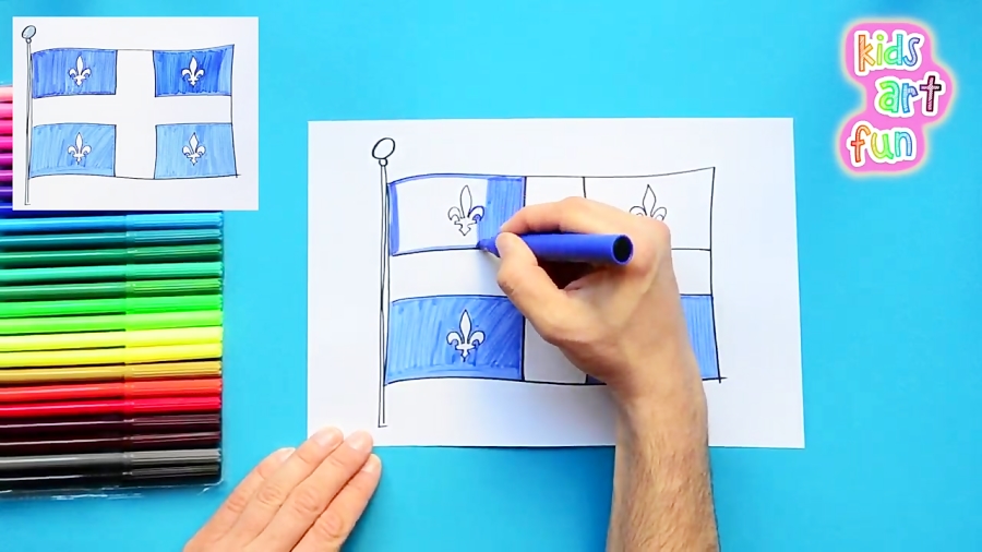How to draw the Flag of Quebec, Canada