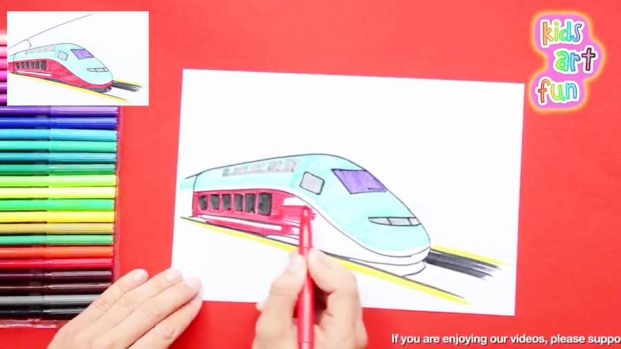 How to draw and color a Bullet or Shinkansen Train