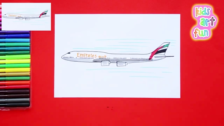 How to draw Emirates Boeing B747 airplane