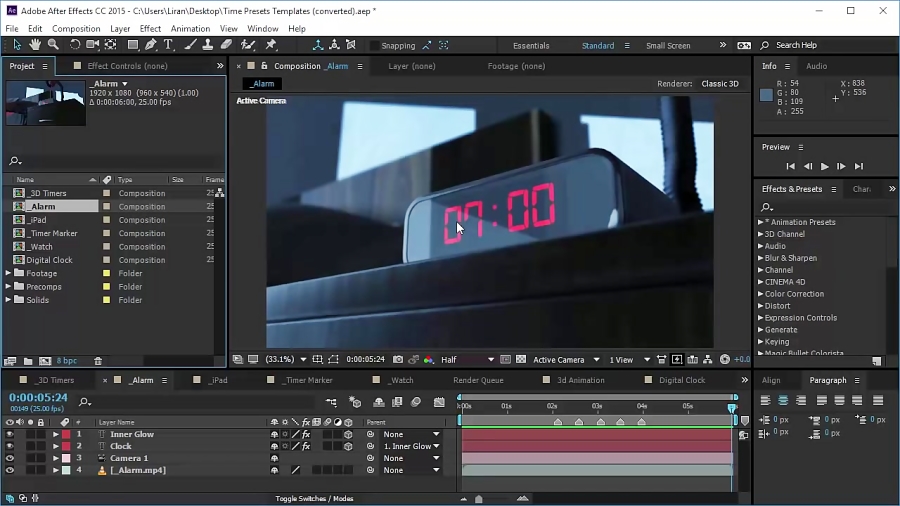Digital Clock / Timer Presets After Effects Tutorial