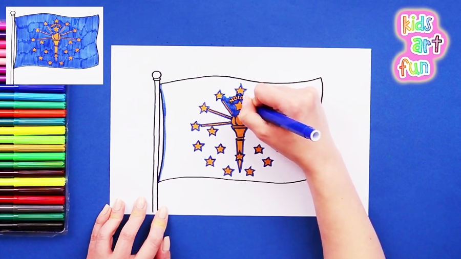 How to draw the Flag of Indiana State, USA