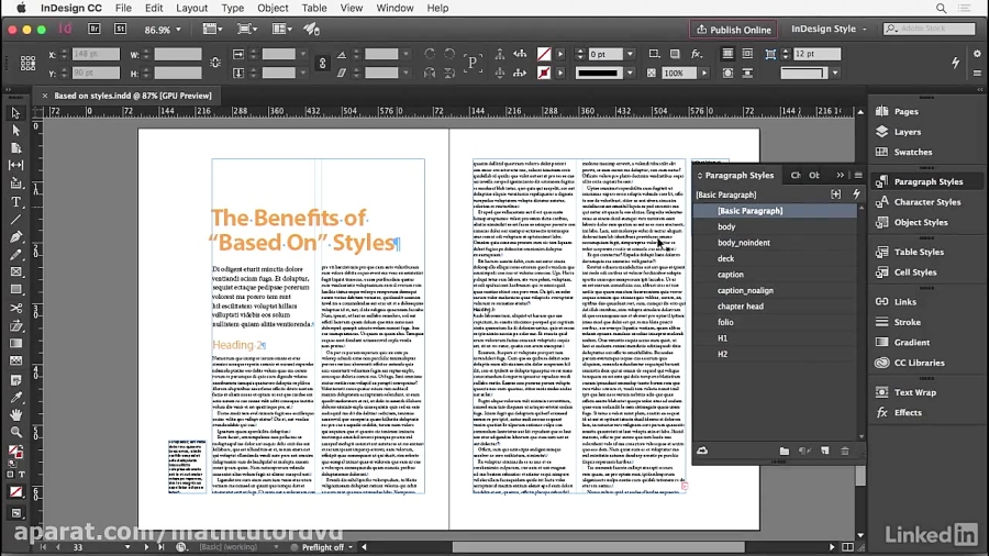 آموزش ﻿InDesign - ایجاد سبک های مبتنی بر