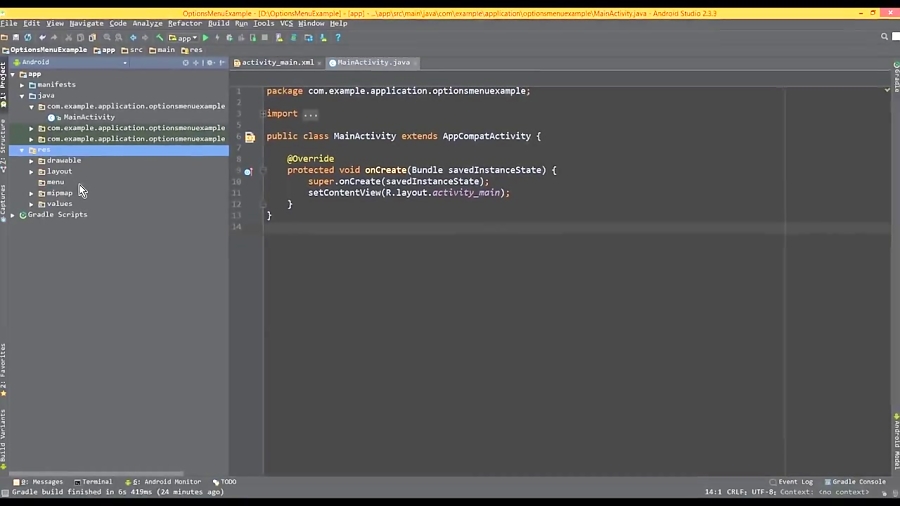 Options Menu with Sub Items - Android Studio Tutorial