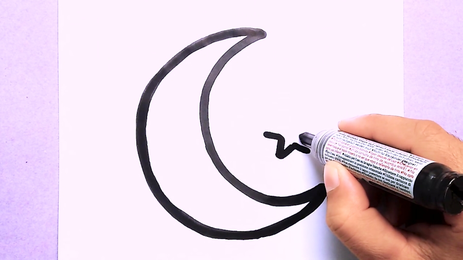 How to draw a cute Moon, Draw cute things for kids