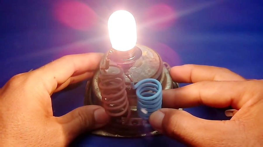 Free Energy Device Electric Magnet Speaker With 12v light bulbs