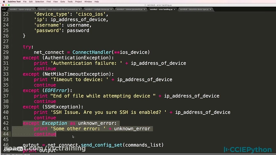 آموزش ﻿CCIE Python - اسکریپت 5: مدیریت خطا