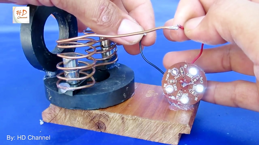 Free energy generator with LED light bulbs - Science Project at home 2018