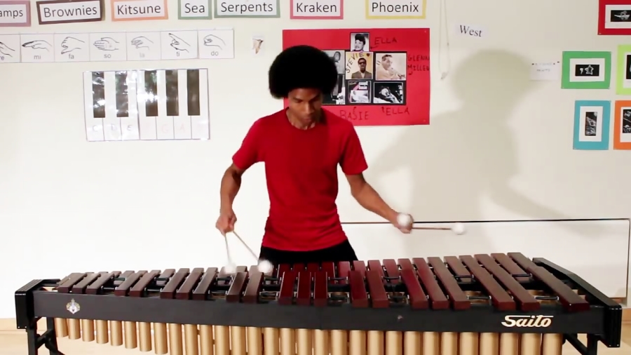 Super Mario Bros. on Marimba (with 4 Mallets) by Aaron Grooves