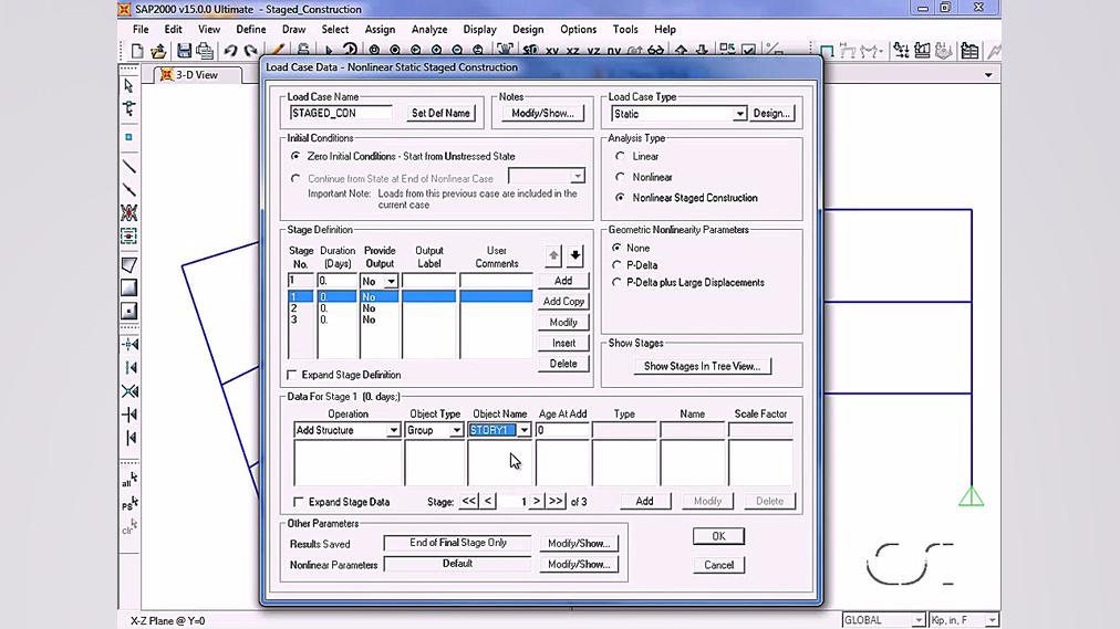 SAP2000 - 19 Nonlinear Staged Construction: Watch