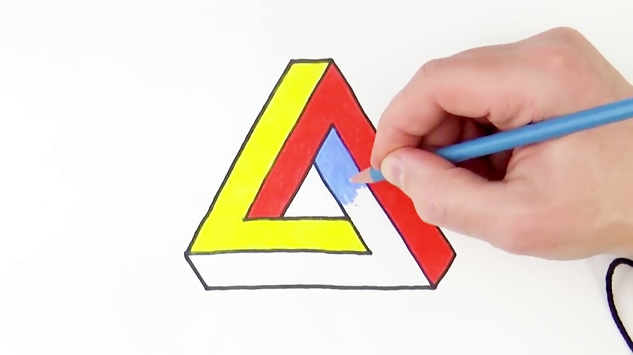 How to Draw Impossible Triangle Penrose | Optical Illusion drawing tutorial