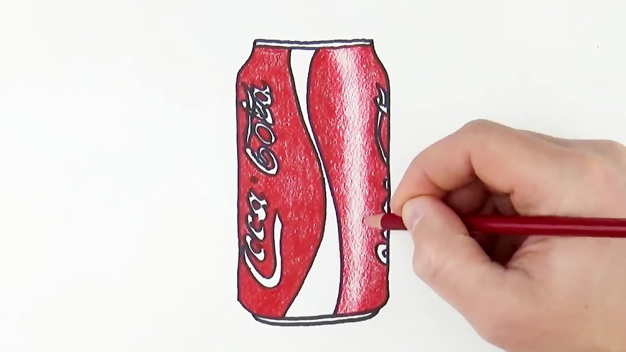 How to Draw Coca Cola Can Super Easy with Colored Pencils