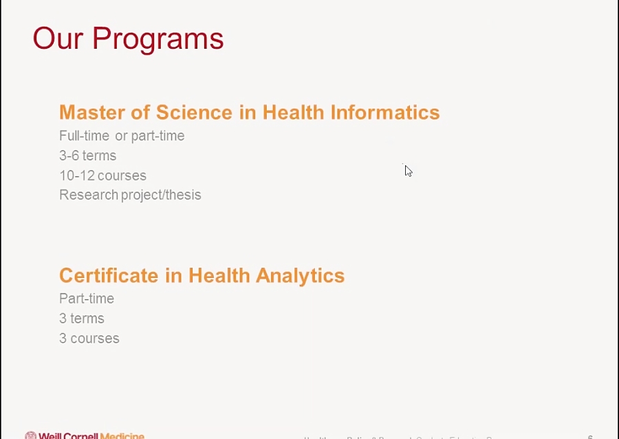 M.S. in Health Informatics / Certificate in Health Analytics - Webinar